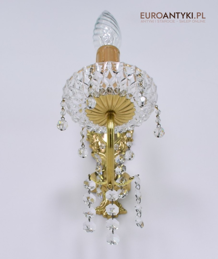 Antyk kinkiety z kryształami lampki ścienne złote w stylu retro vintage ...